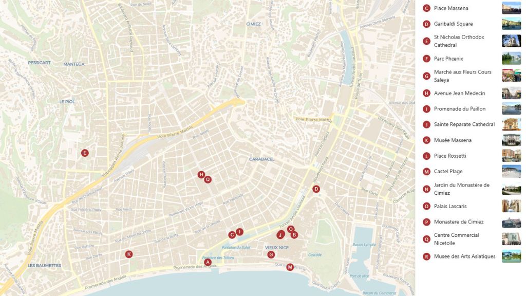 Map of Nice, France, with Tourist Attractions - Touristmaps.com